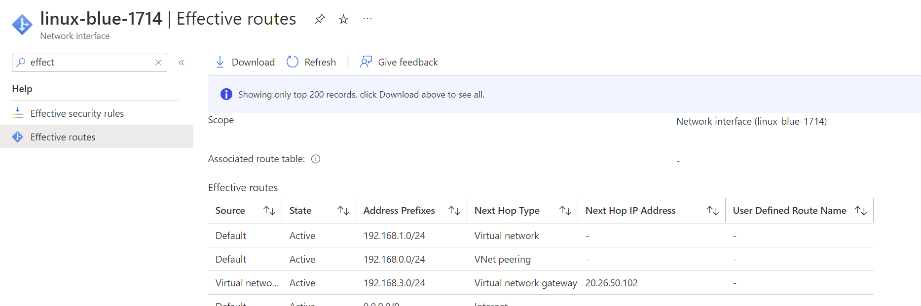Azure VWAN routes, propagations and labels.