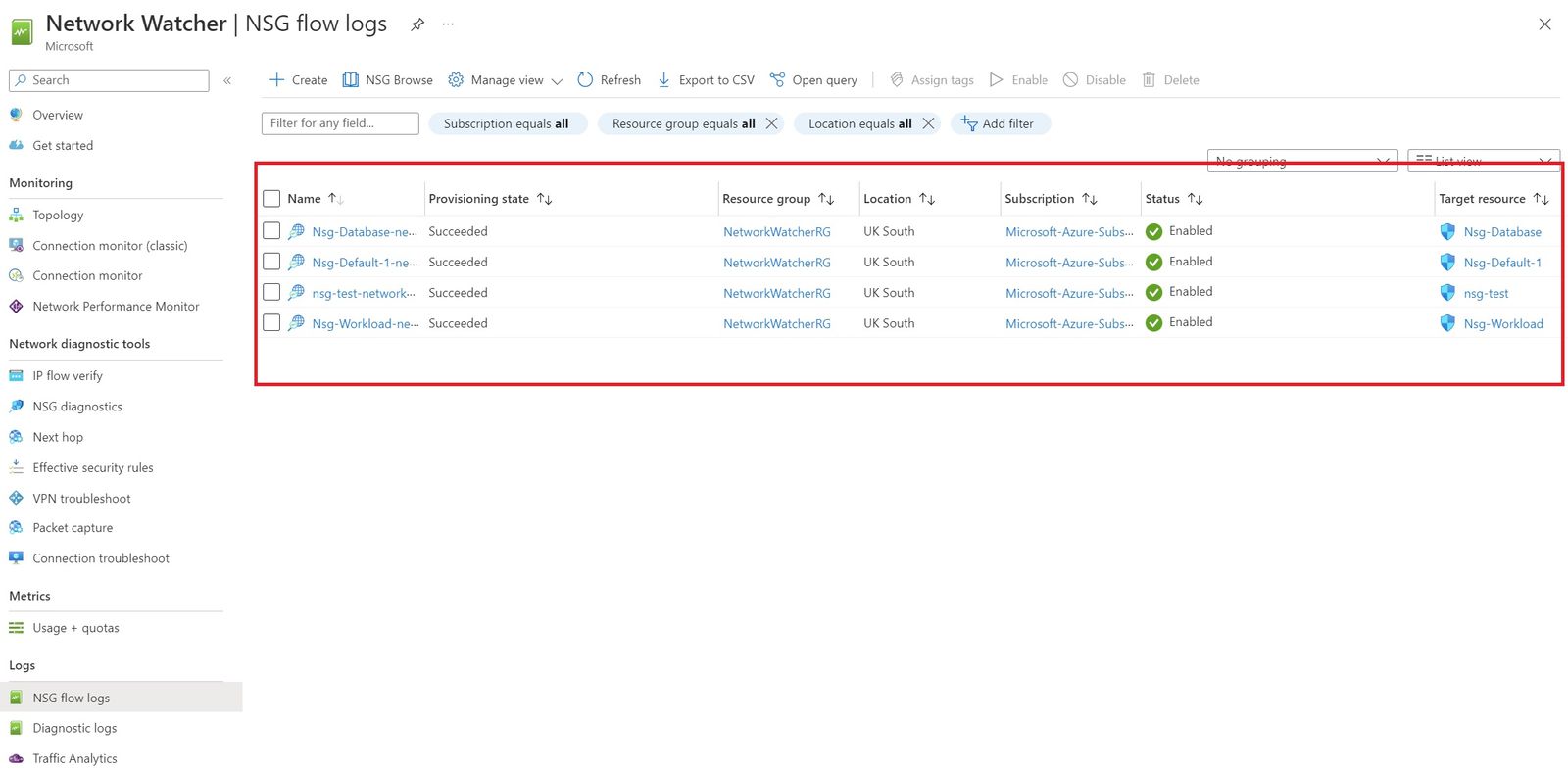 Looking at Azure Network Watcher