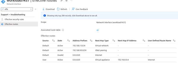 Routing traffic via an NVA in Azure Virtual WAN.